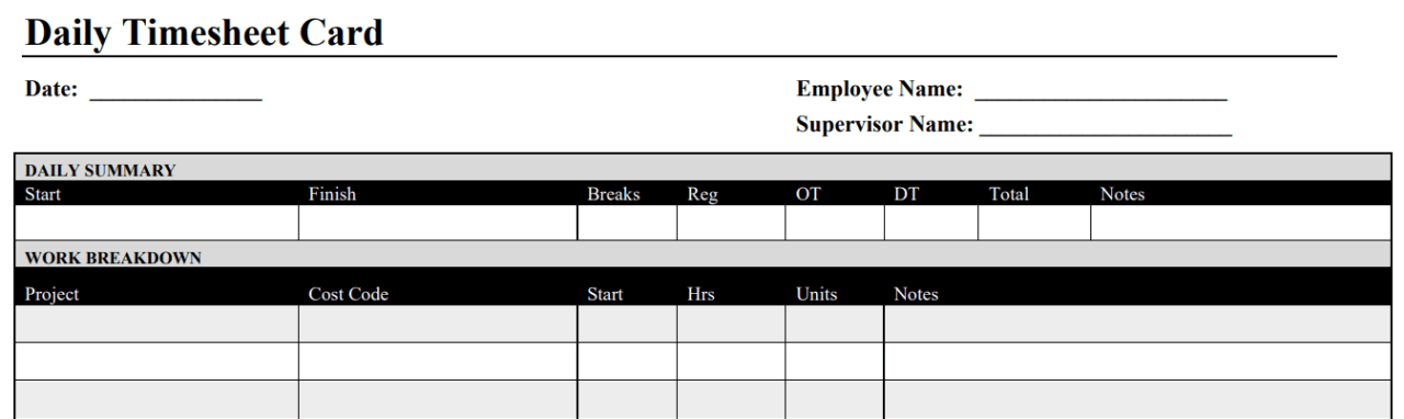 Free Construction Timesheet Templates (Excel, PDF, Word)