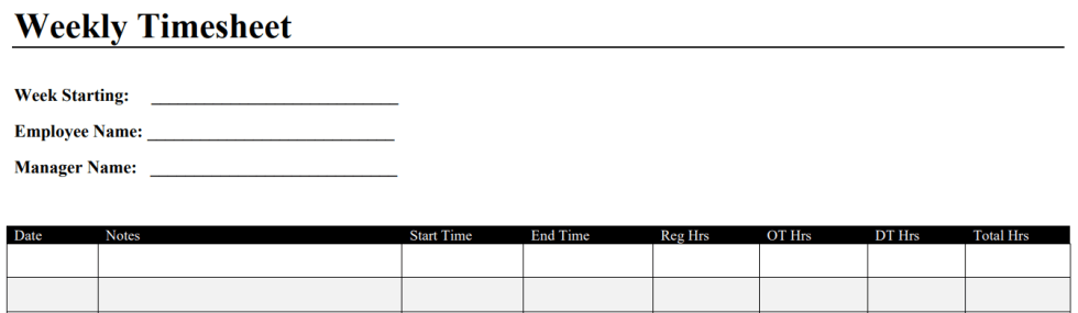 Free Construction Timesheet Templates (Excel, PDF, Word)